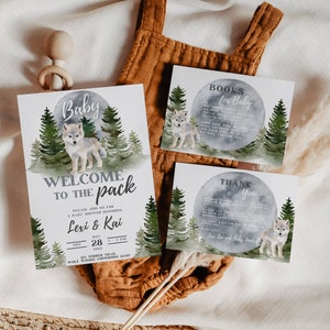Welcome to the Wolf Pack Theme, Baby Shower Invitation Template Bundle ...
