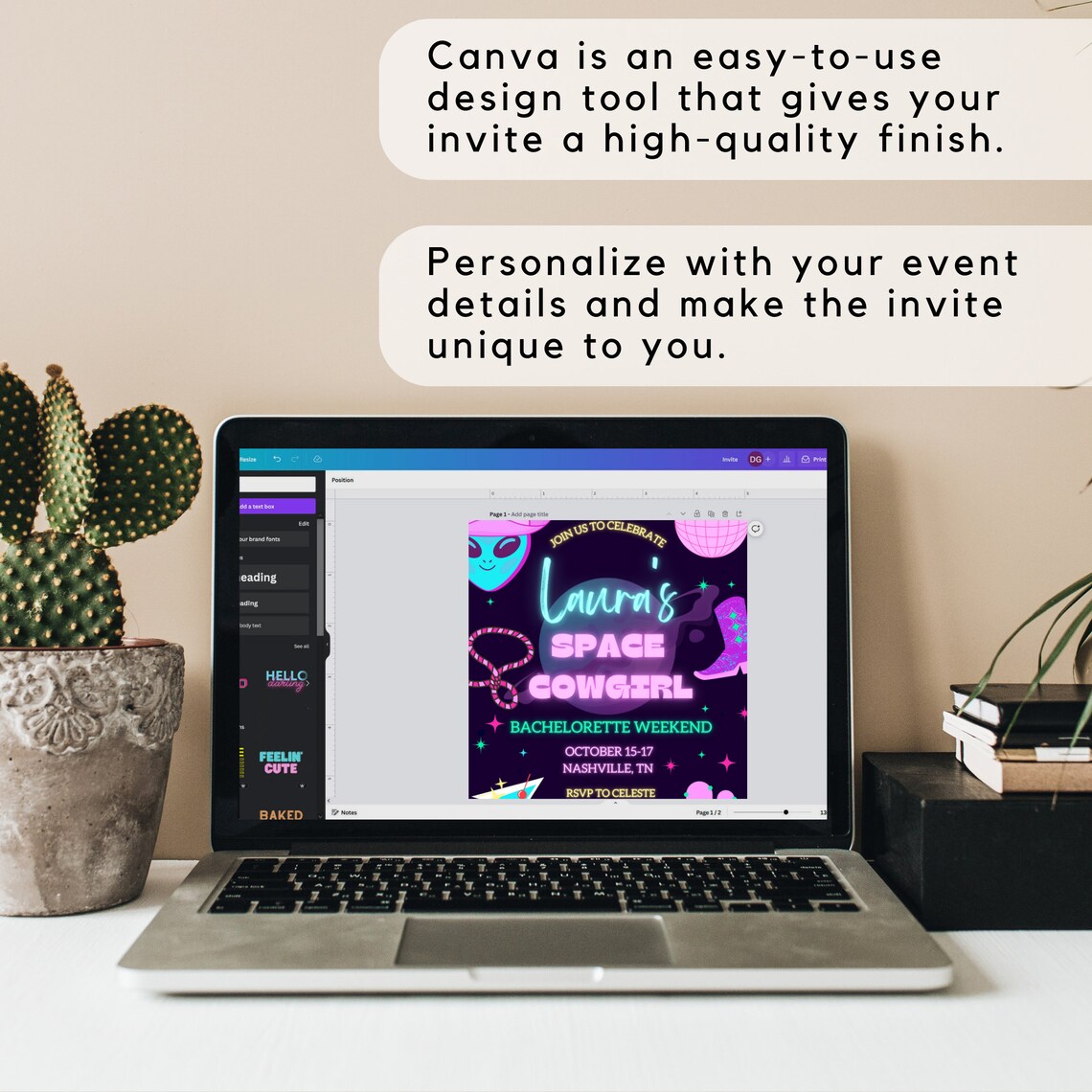 Cosmic Cowgirl Bachelorette Invitation Itinerary Template - Etsy