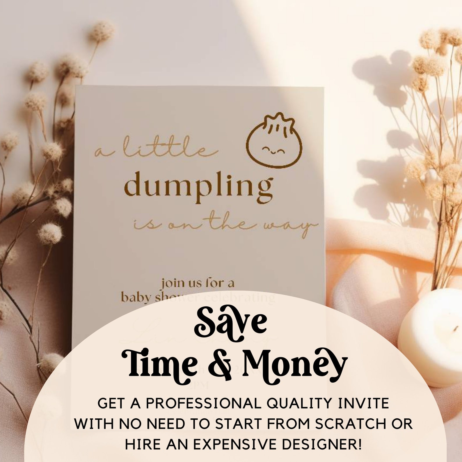 Little Dumpling Baby Shower Invitation Template, Dim Sum Bao Baby ...