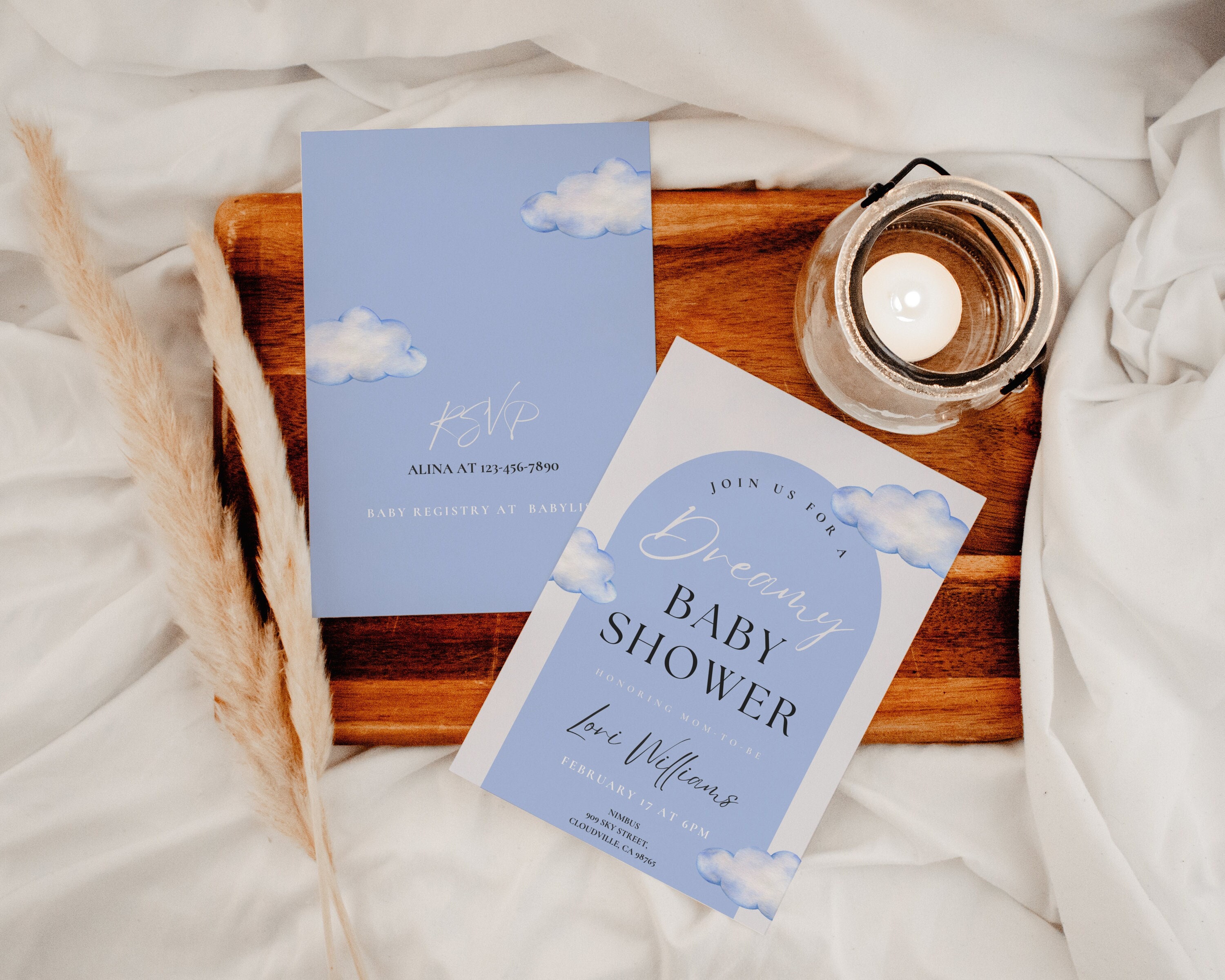Cloud Baby Shower Invite Template, Dreamy Sky Sprinkle, on Cloud Nine ...