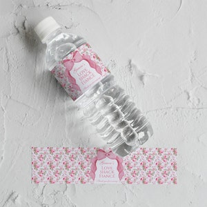 Love Shack Fiance Water Bottle Label, Editable Template, Coquette Pink ...