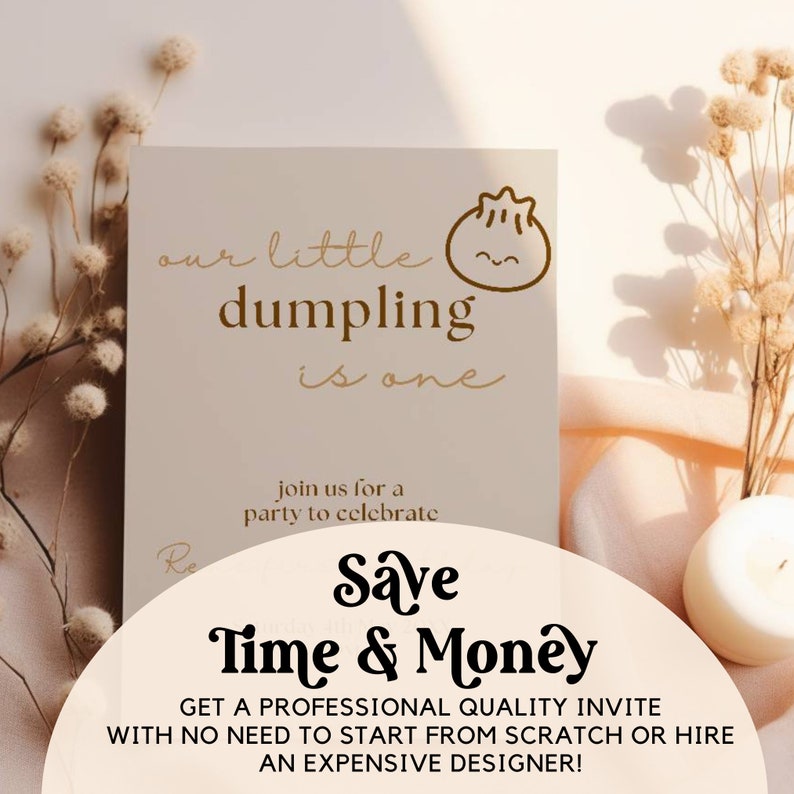 Our Little Dumpling Birthday Party Invitation, First Birthday Party ...
