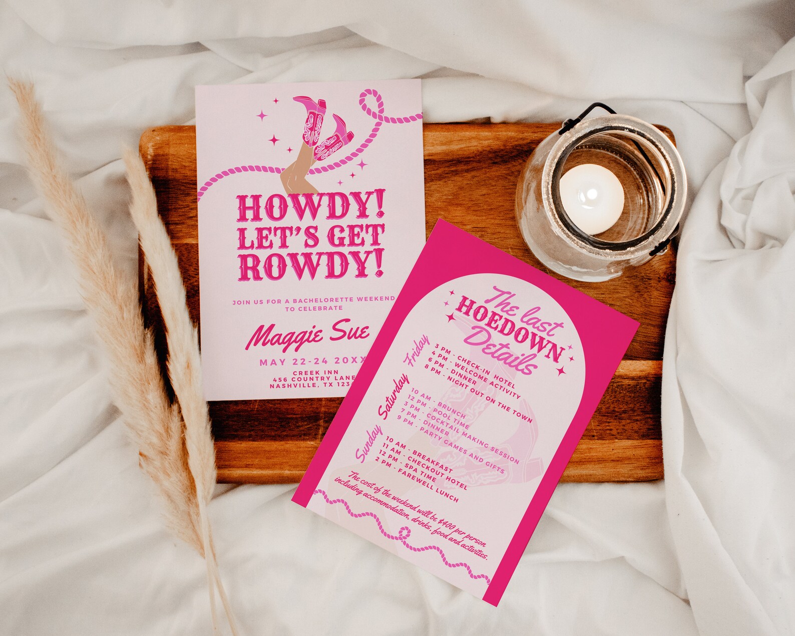 Last Hoe Down Bachelorette Invitation Itinerary Template, Last Rodeo ...