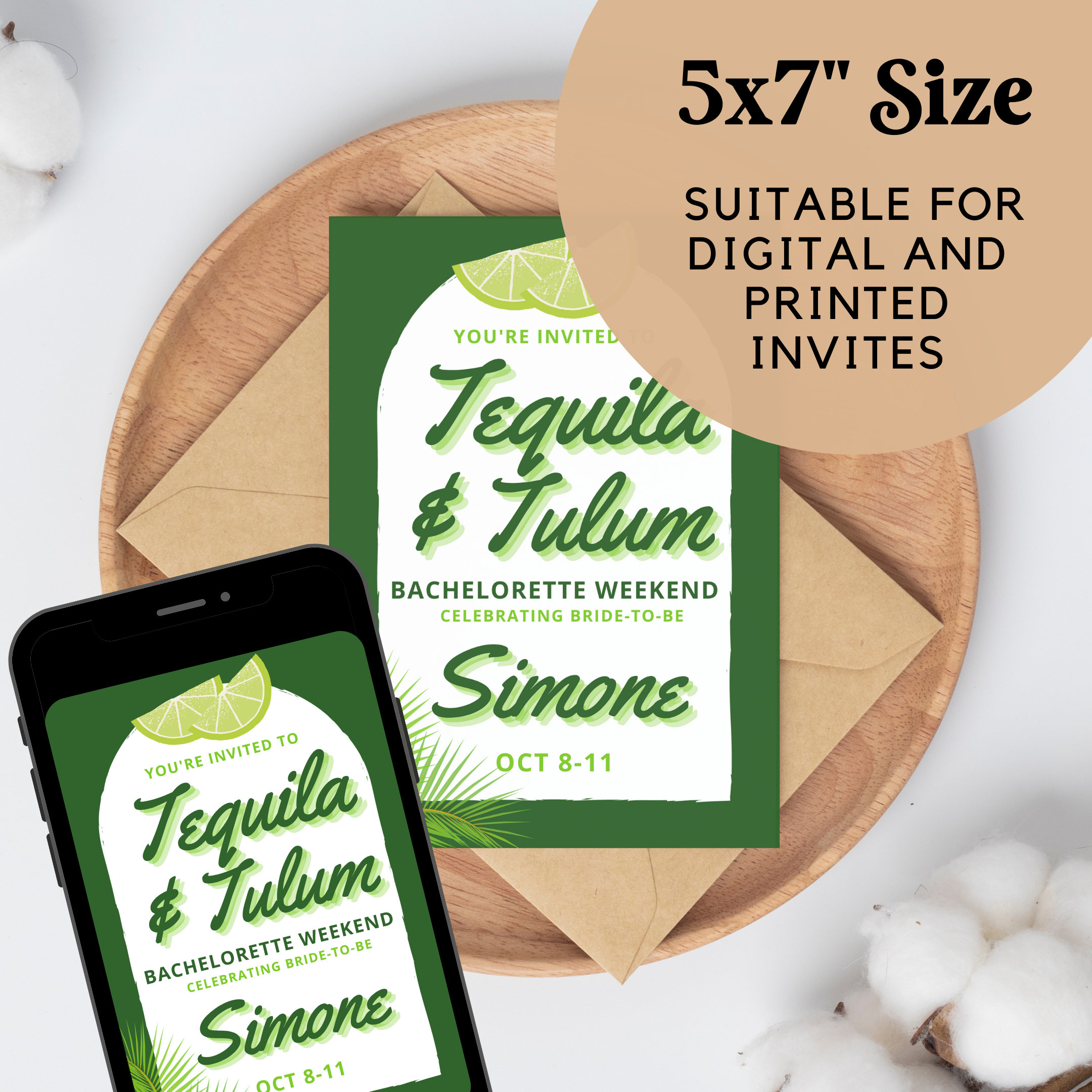 Tequila and Tulum Bachelorette Weekend Invitation, Tropical Mexico Bach ...