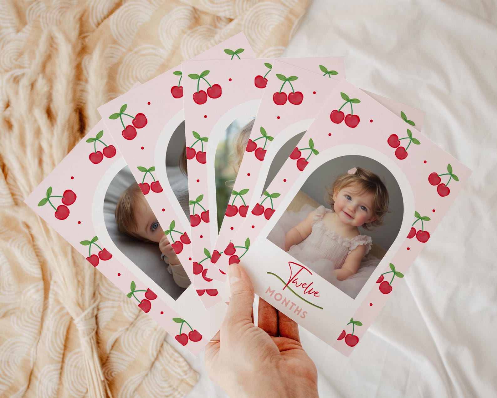 Cherry First Birthday Photo Milestone Banner, Cherry on Top Birthday ...