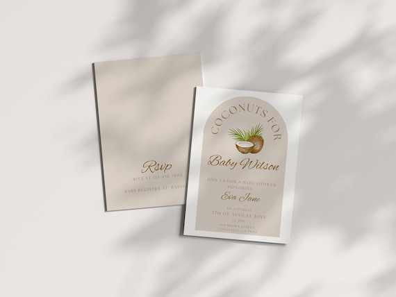 Invitación Para Baby Shower Con Coco Tropical Plantilla De