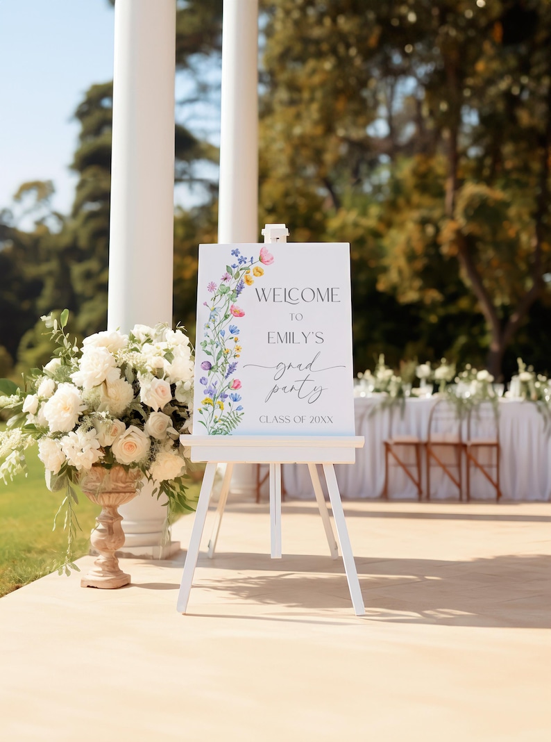 Alum in Bloom Graduation Party Welcome Poster, Editable Sign Template ...