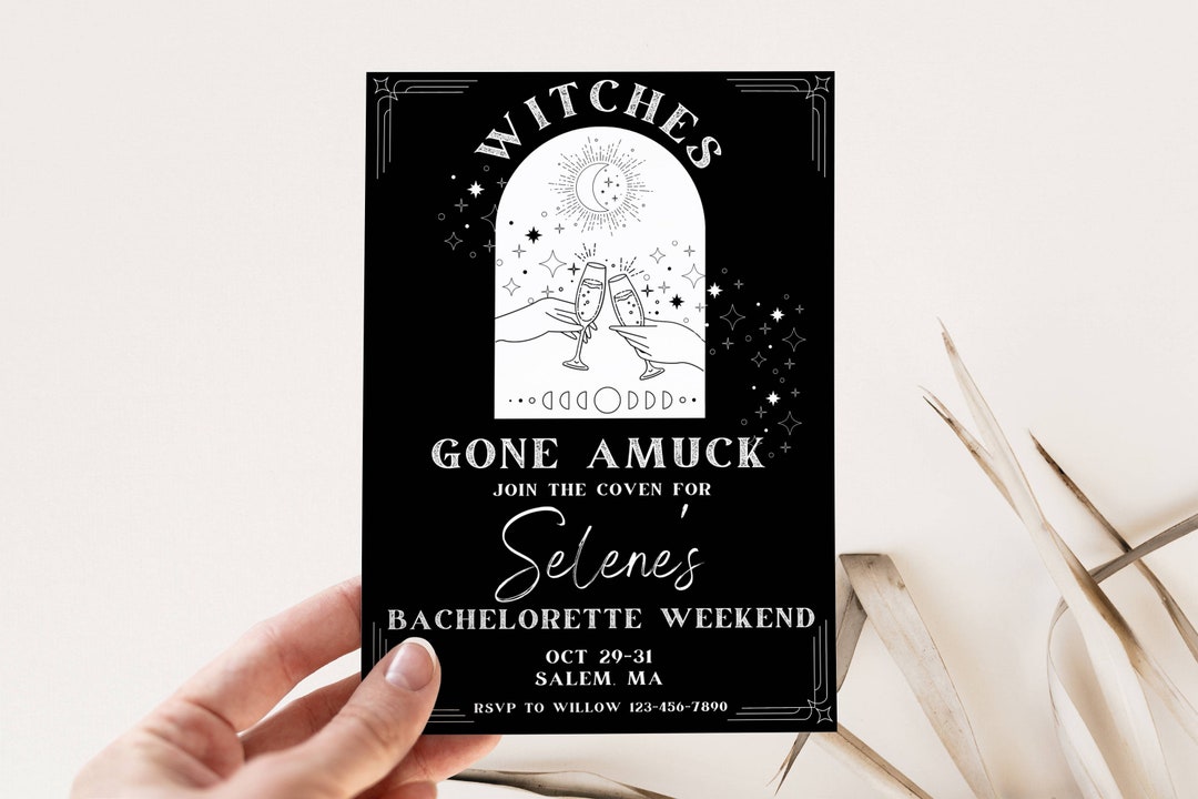 Witches Gone Amuck Bachelorette Invitation Itinerary Template - Etsy