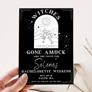 Witches Gone Amuck Bachelorette Invitation Itinerary Template, Cheers ...