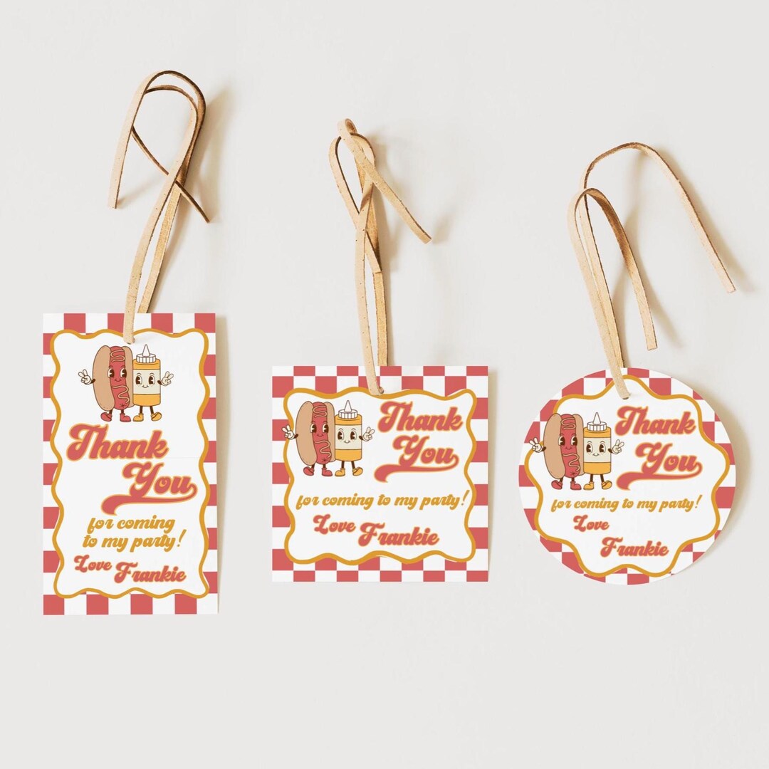 Hot Dog Birthday Gift Tags, Editable Template, Hot Dog Theme, Picnic ...