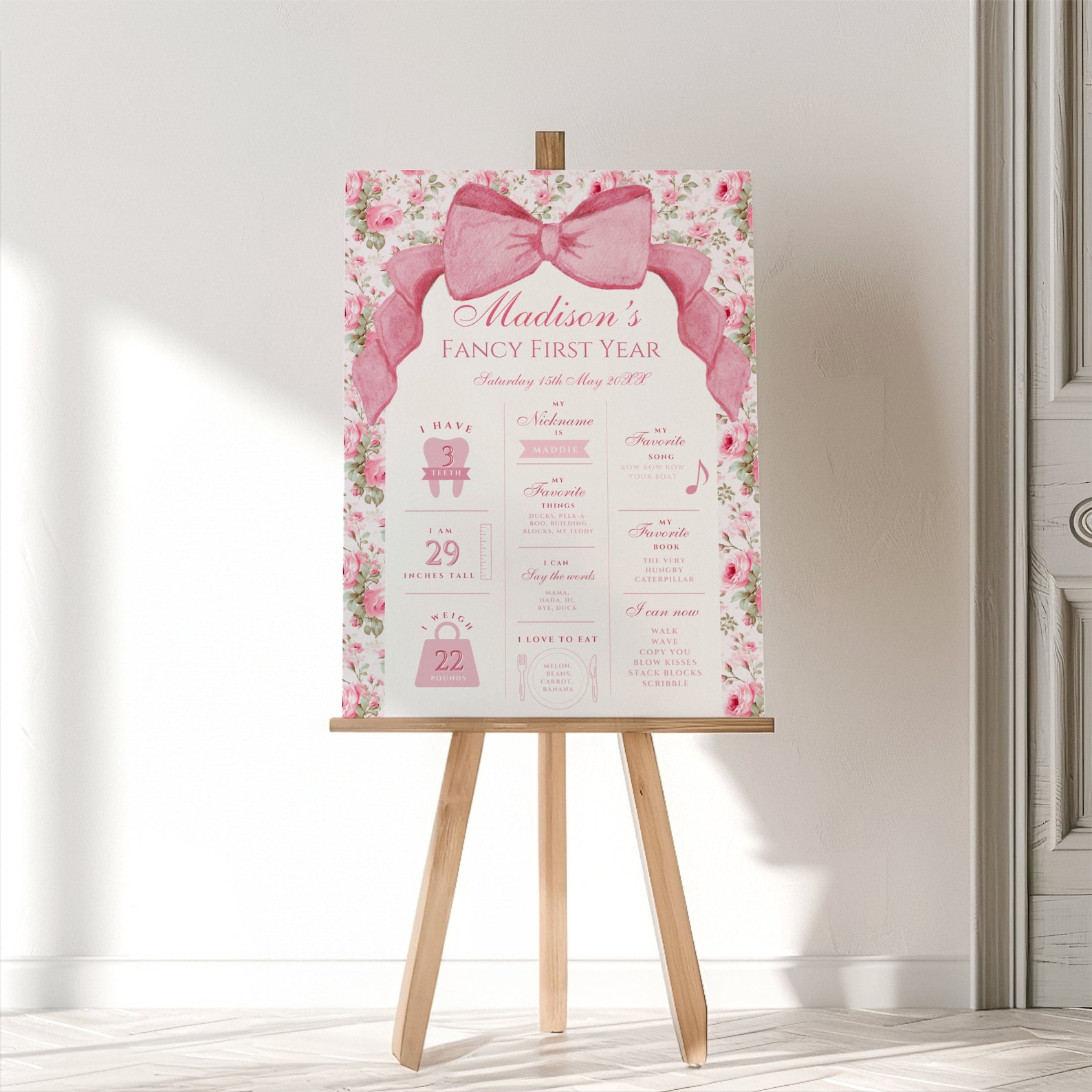Love Shack Fancy One Birthday Milestone Board Template, Shabby Chic ...