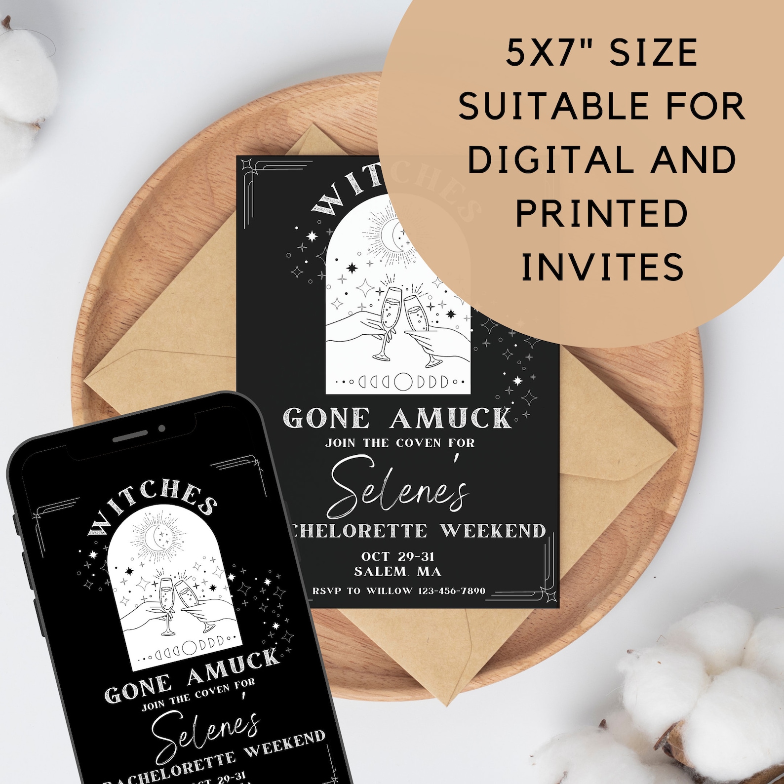 Witches Gone Amuck Bachelorette Invitation Itinerary Template - Etsy