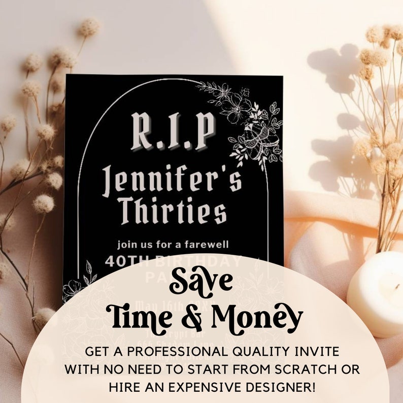 RIP Thirties 40th Birthday Invitation Template, RIP 30s, Death to My ...