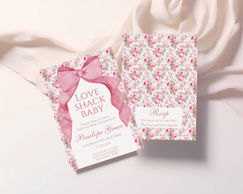 Love Shack Baby Shower Invitation Template, Love Shack Fancy Theme ...