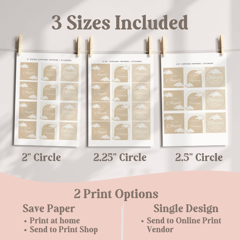 Little Piece of Heaven Baby Shower Editable Cupcake Topper Template ...