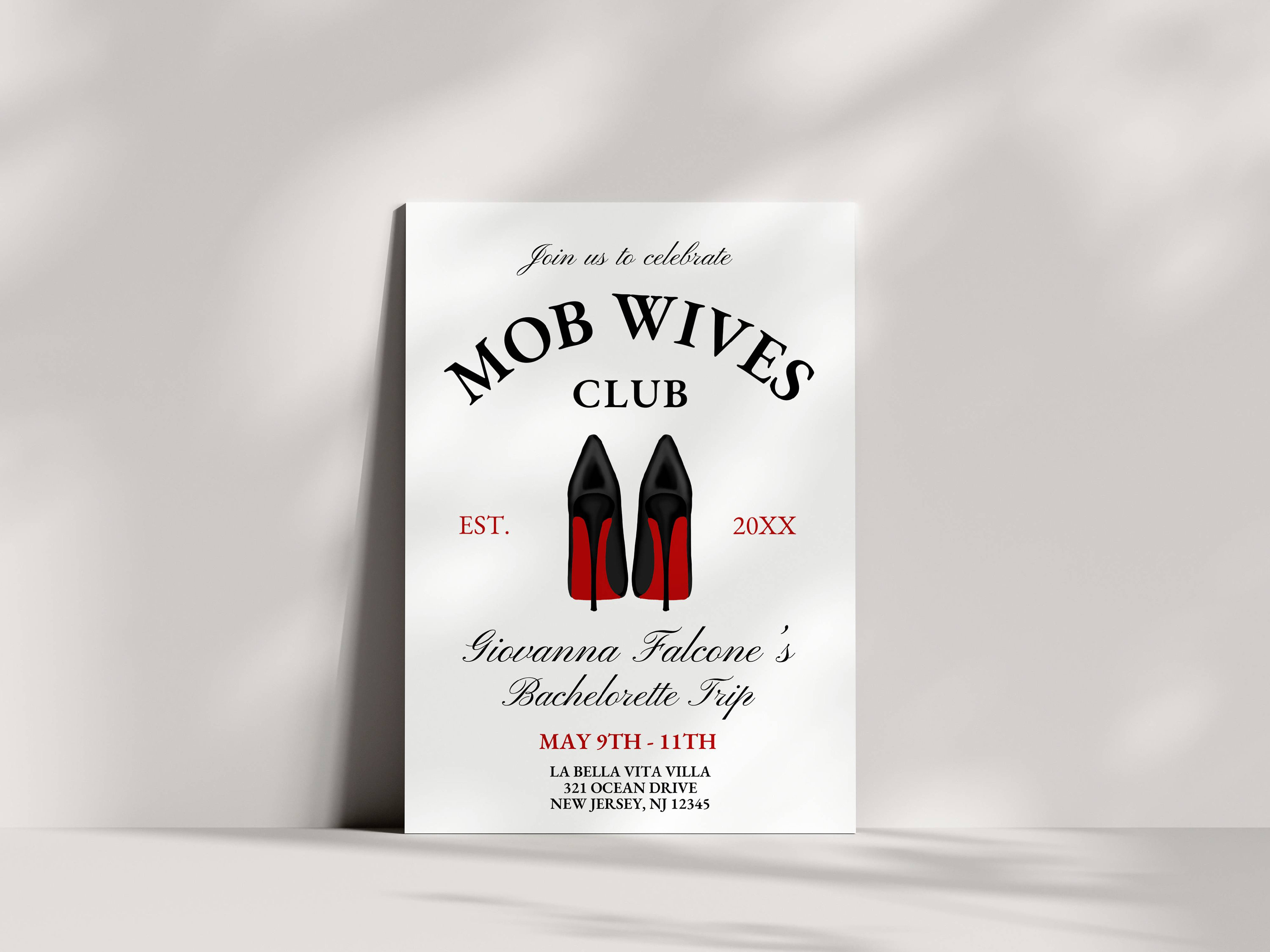 Mob Wives Club Bachelorette Invitation Itinerary, Mob Wife Aesthetic ...