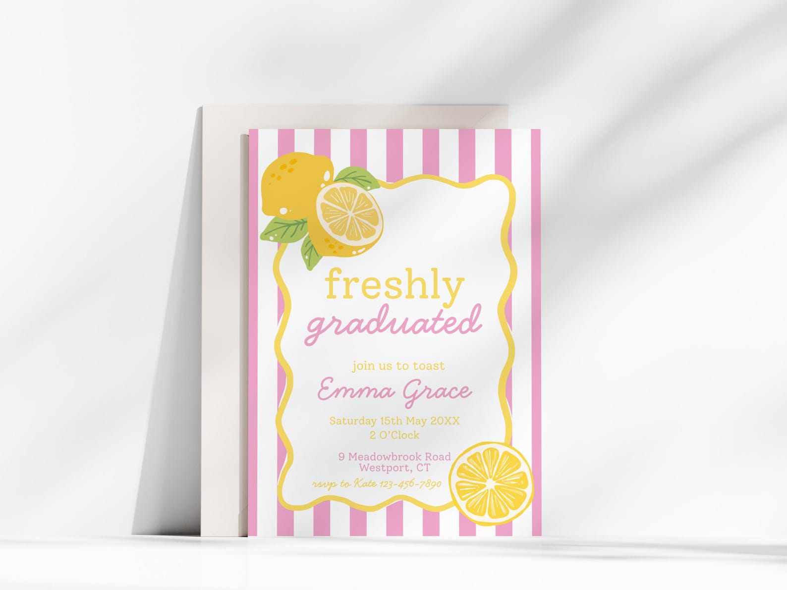 Freshly Graduated Graduation Party Invitation Template, Lemon Theme ...