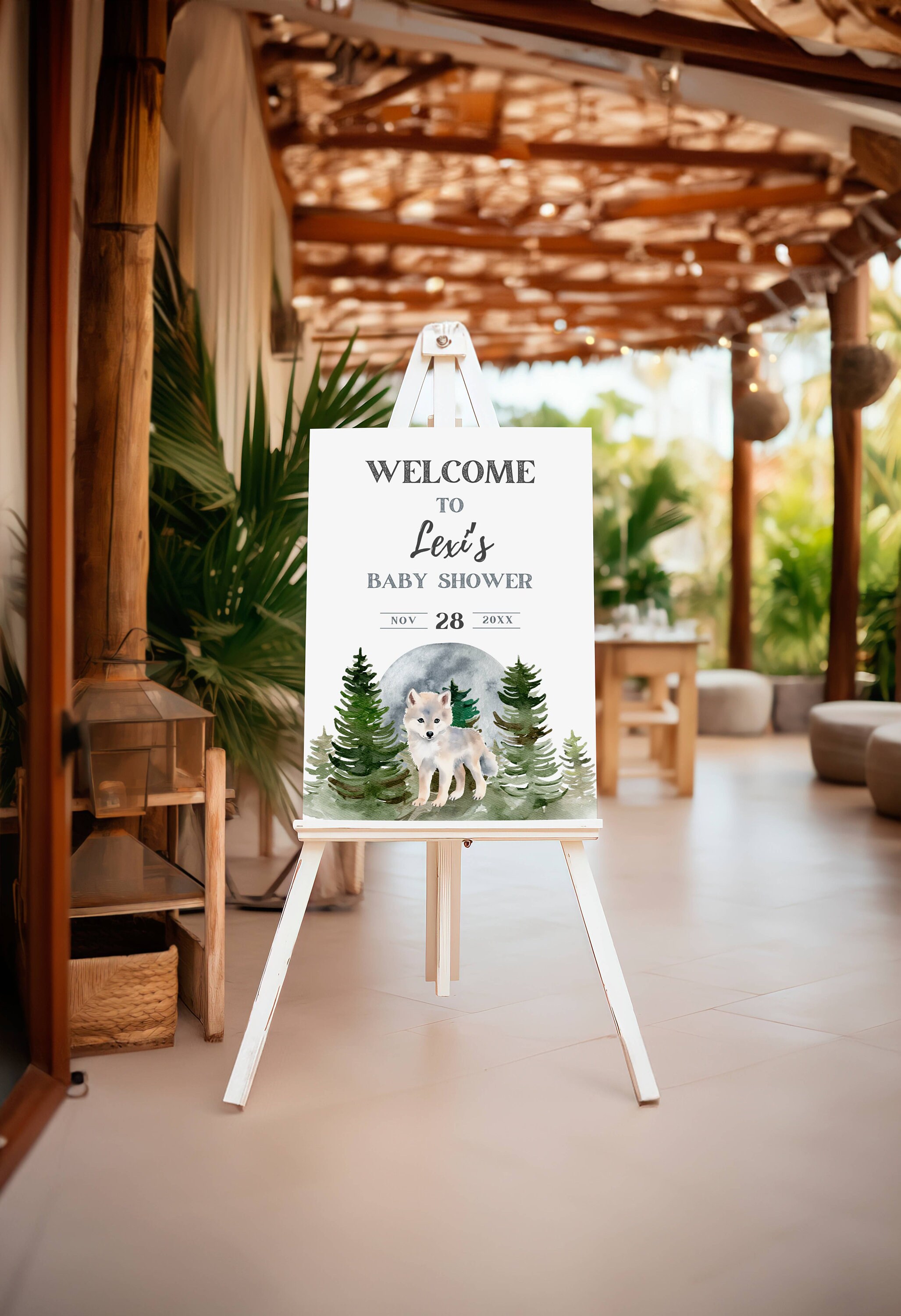 Wolf Pack Baby Shower Welcome Sign Template, Wolf Cub Theme, Winter ...