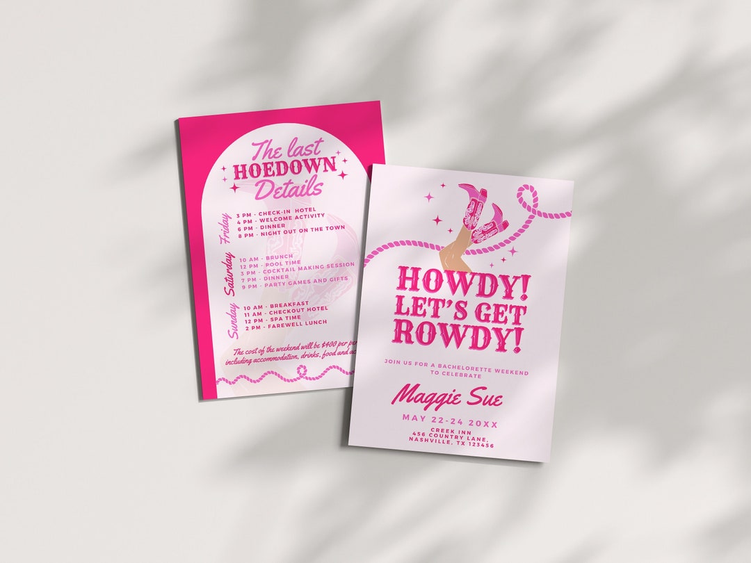 Last Hoe Down Bachelorette Invitation Itinerary Template, Last Rodeo ...