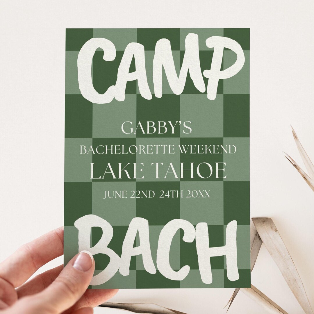 Camp Bach Invitation Template, Camping Bachelorette Theme, Hiking Theme ...
