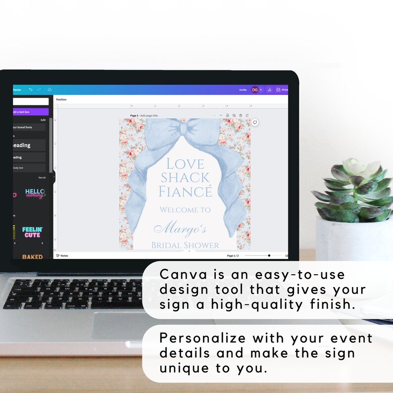 Coquette Blue Bow Bridal Shower Welcome Poster Template, Love Shack ...