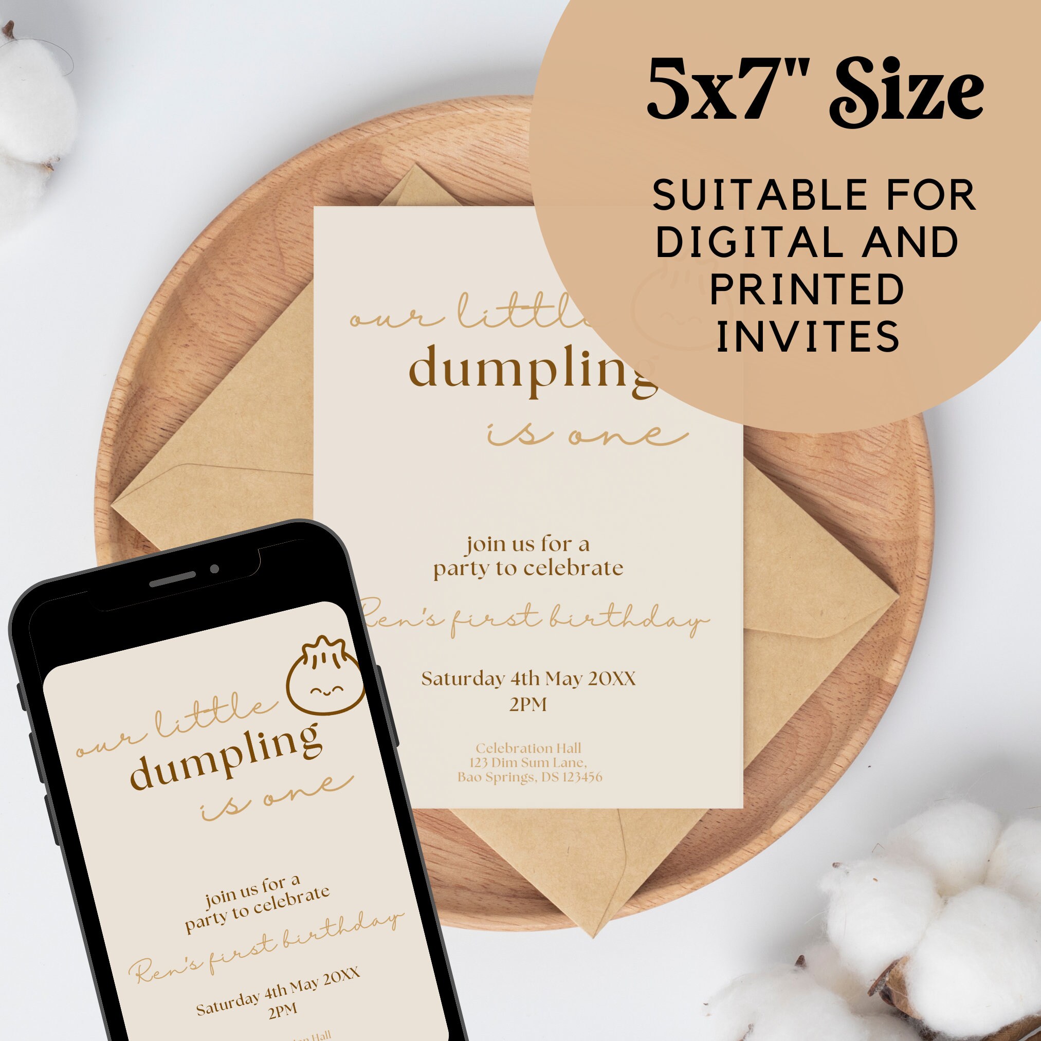 Our Little Dumpling Birthday Party Invitation, First Birthday Party ...