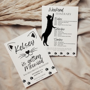 Getting Meowied Bachelorette Invitation Itinerary Template, Cat Bach ...