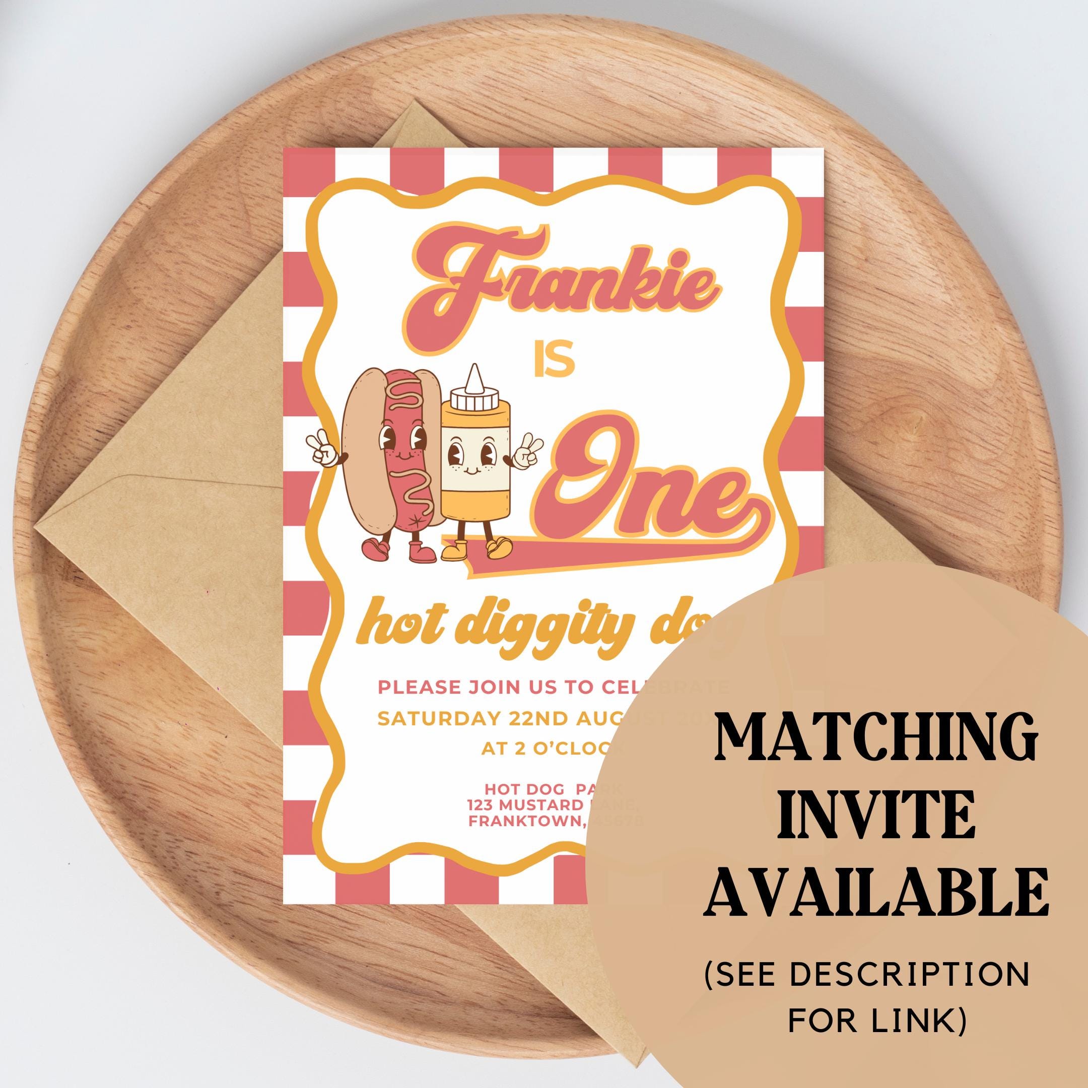 Hot Dog First Birthday Milestone Board Template, One Hot Diggity Dog ...