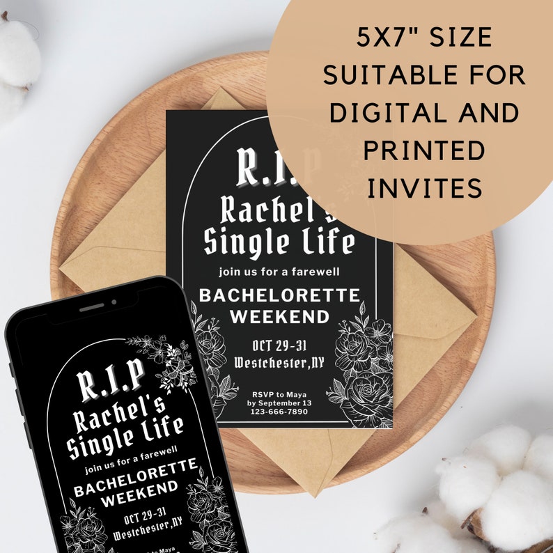 Funeral Bachelorette Invitation and Itinerary Template, RIP Single Life ...