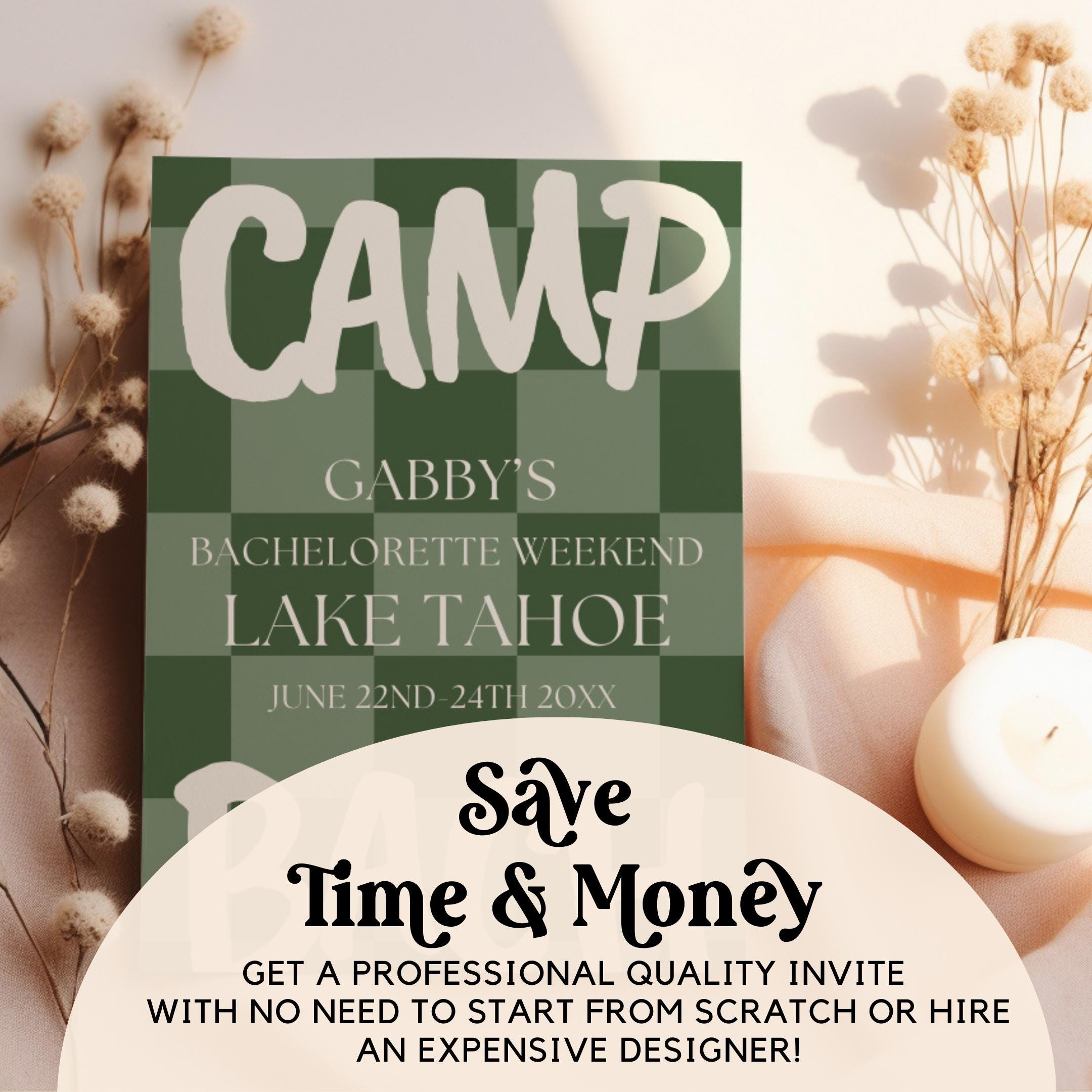 Camp Bachelorette Invitation, Camp Bach Theme, Hiking Theme, Girls Trip ...