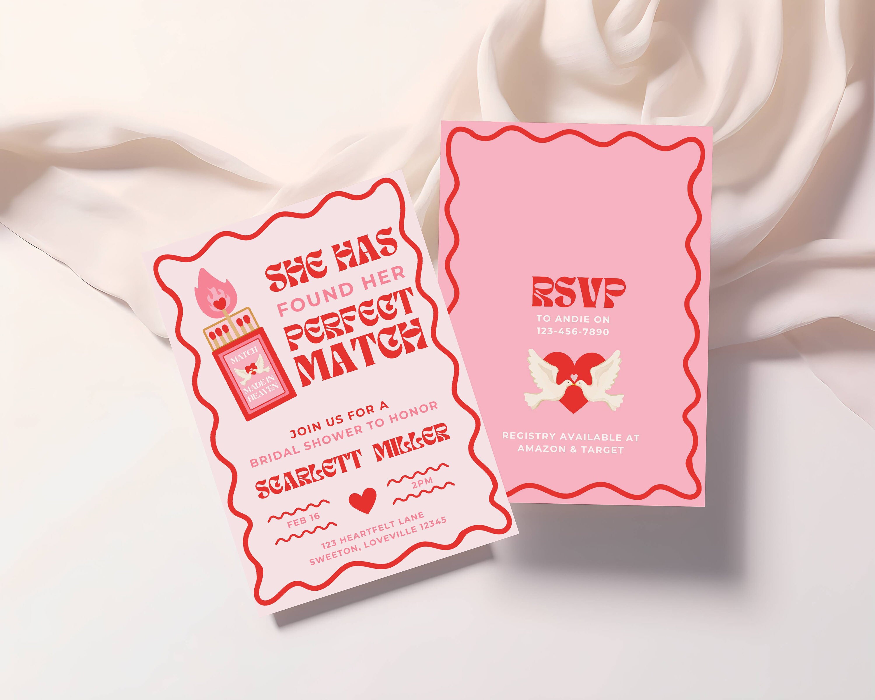 Perfect Match Bridal Shower Invitation Template, Match Made in Heaven ...