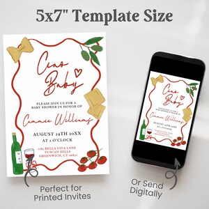 Ciao Baby Shower Invitation Template, Editable Invite, Ciao Bambino ...