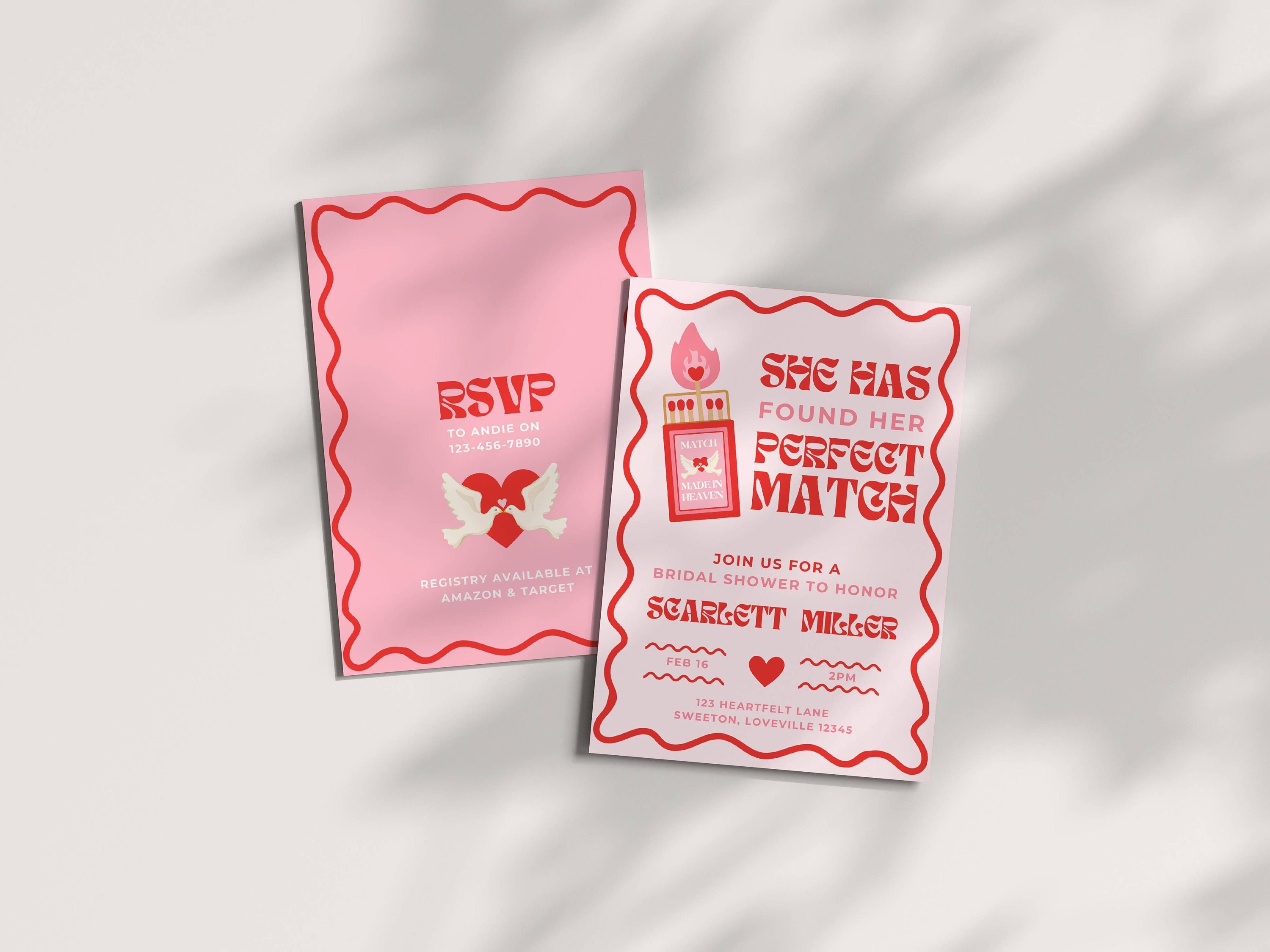 Perfect Match Bridal Shower Invitation Template, Match Made in Heaven ...