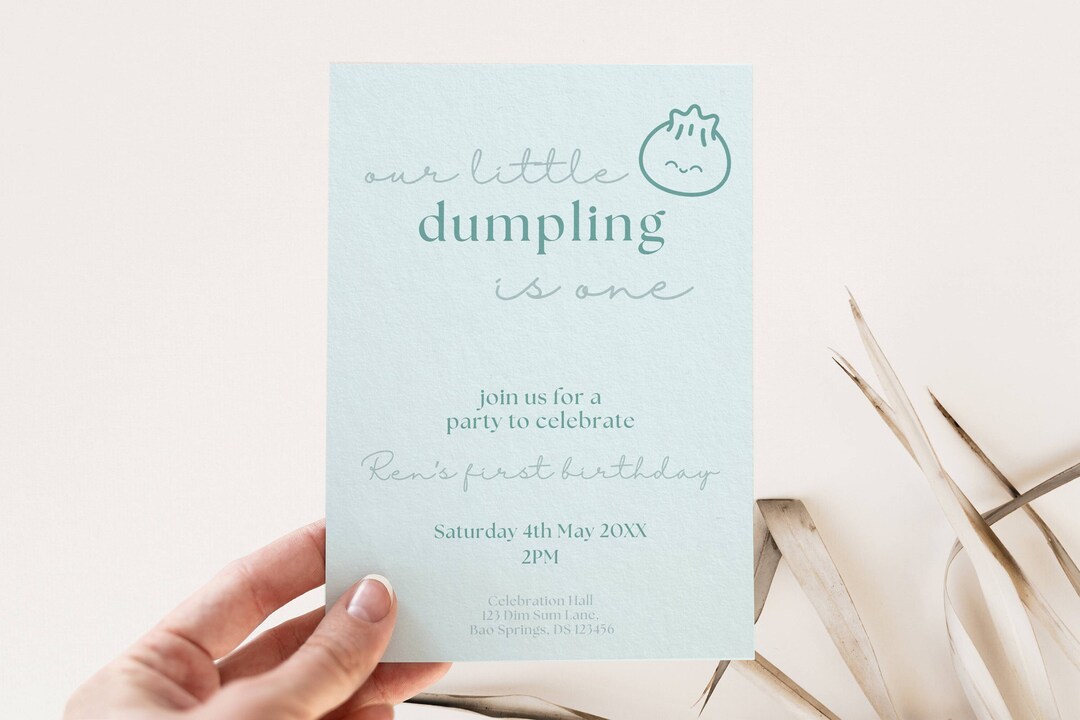 Blue Bao Bun First Birthday Party Invitation Template, Our Little ...