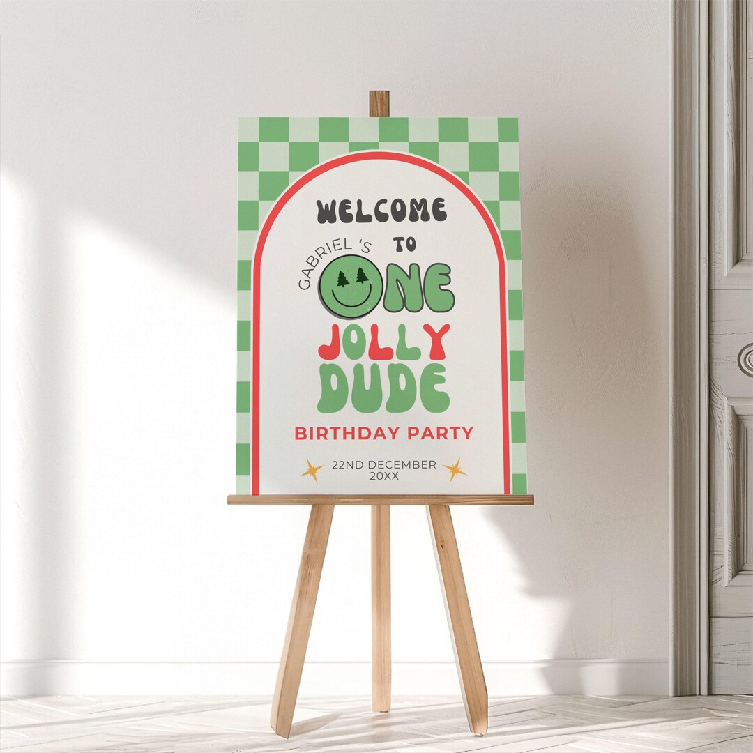 One Jolly Dude Birthday Welcome Sign, Editable Template, Boy Christmas ...