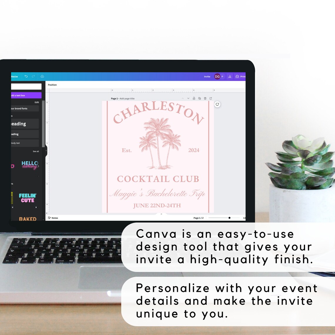 Charleston Bachelorette Invitation Itinerary, Cheers to Charleston ...