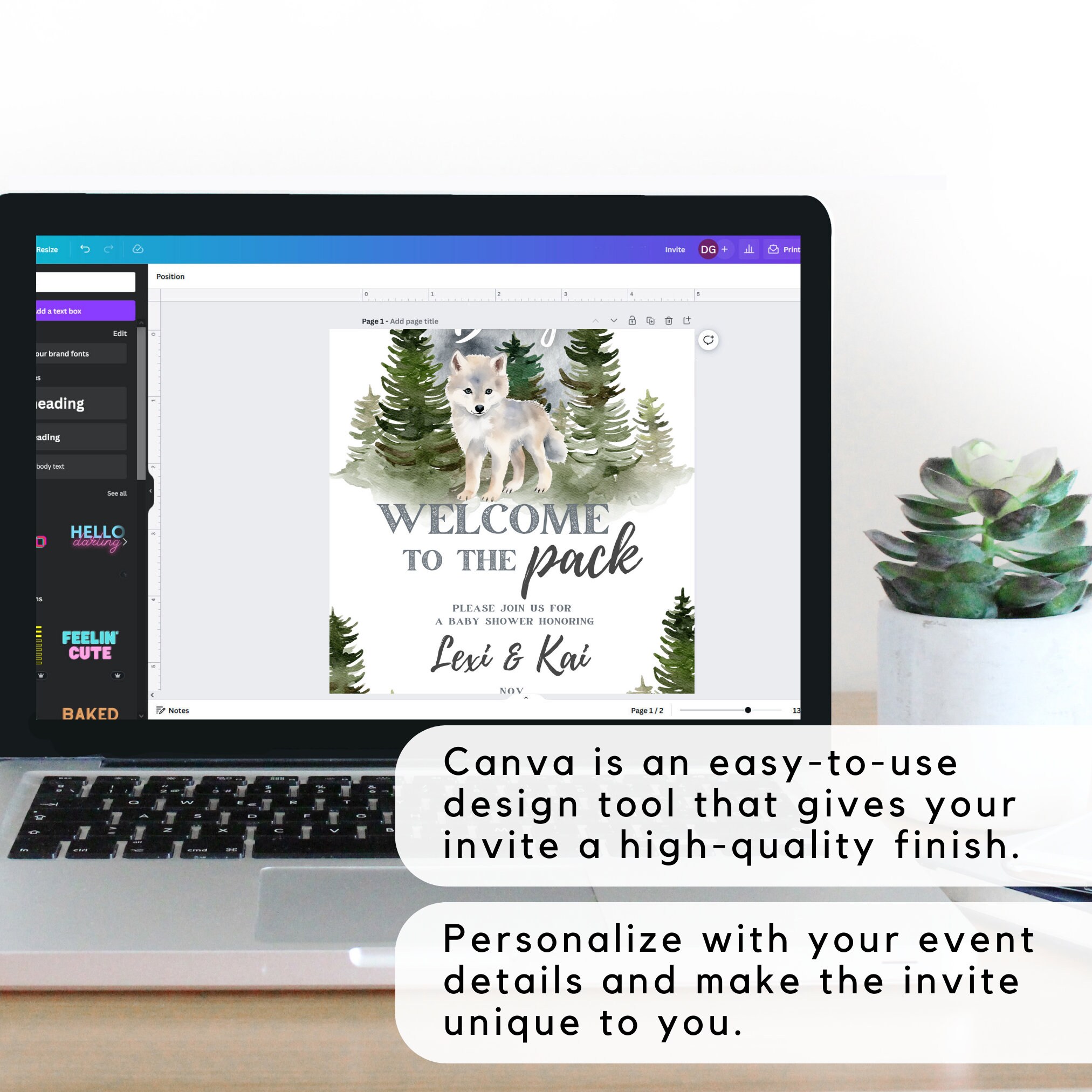 Welcome to the Wolf Pack Theme, Baby Shower Invitation Template Bundle ...