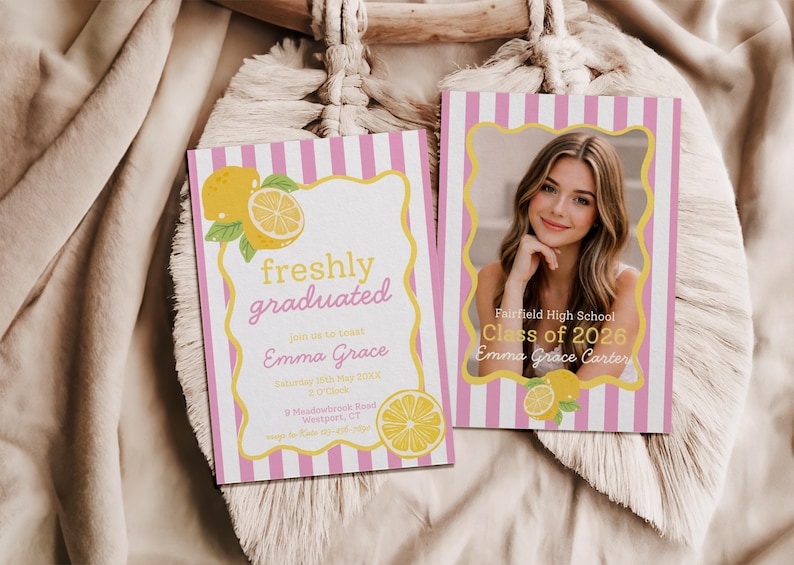Freshly Graduated Graduation Party Invitation Template, Lemon Theme ...