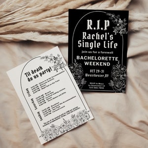 Funeral Bachelorette Invitation and Itinerary Template, RIP Single Life ...