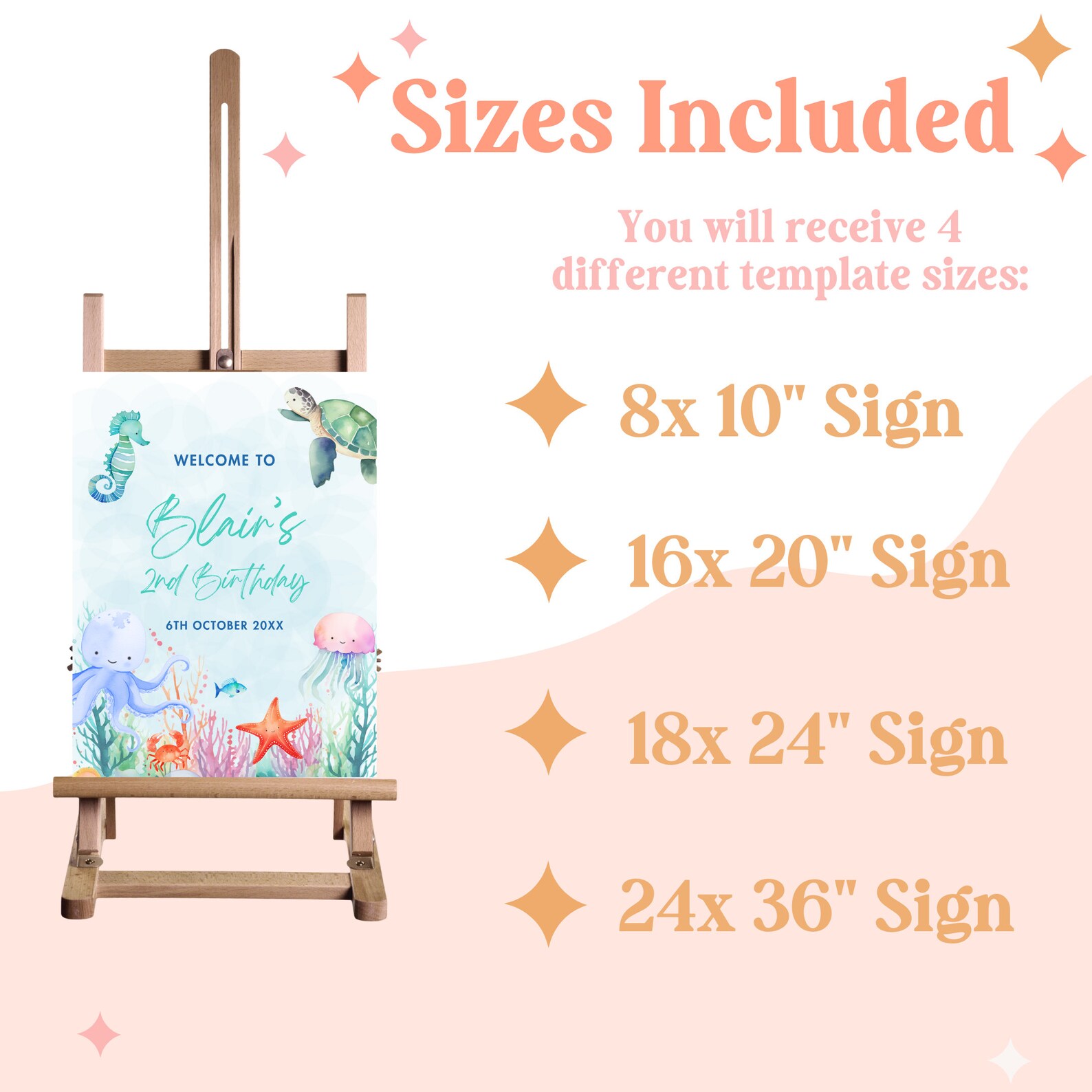 Two the Sea Birthday Welcome Sign, Under the Sea Theme, Second Birthday ...