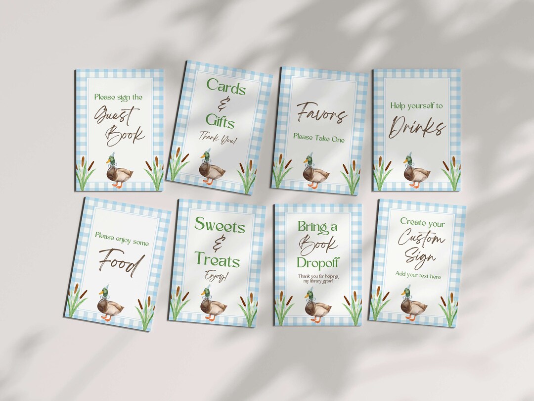 Mallard Duck First Birthday Table Signs, Fully Editable Templates ...