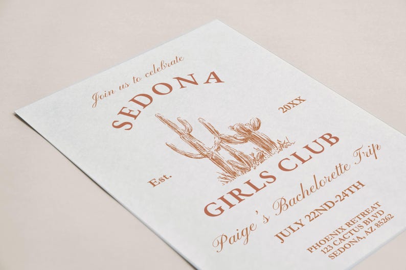Arizona Bachelorette Invitation Itinerary, Editable Template, Cactus ...