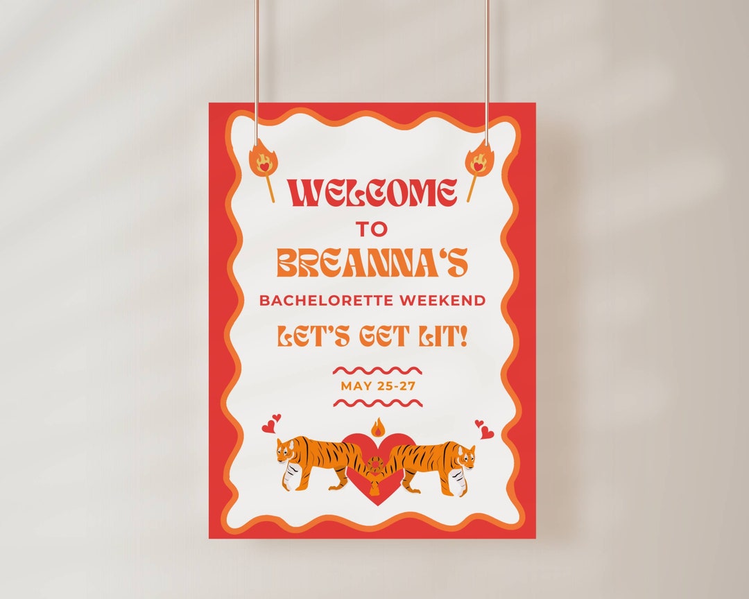 Perfect Match Bachelorette Welcome Poster Template, Tiger Matchbox Theme, Match Made in Heaven ...
