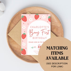 Strawberry Welcome Sign Template, Berry First Birthday Theme, Editable ...