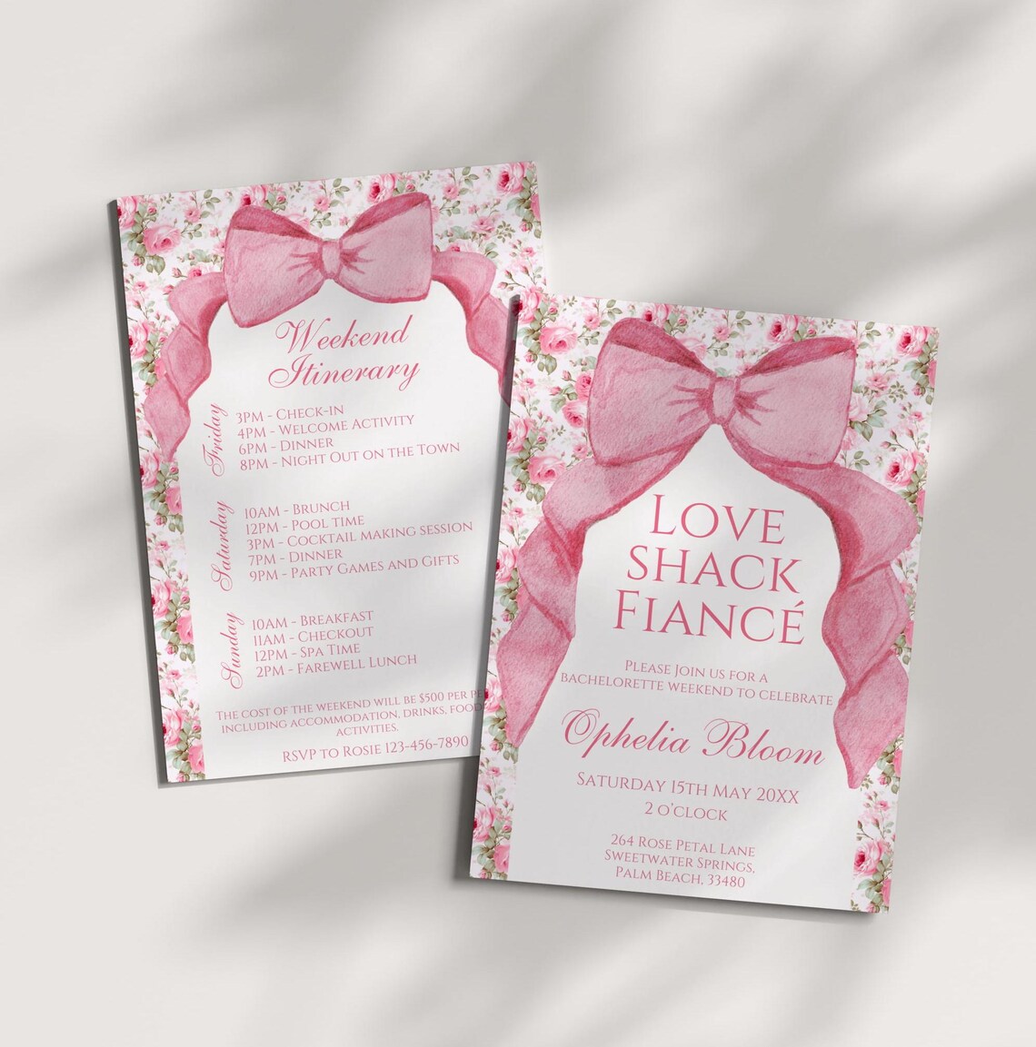 Love Shack Fiancé Bachelorette Invitation Itinerary, Love Shack Fancy ...
