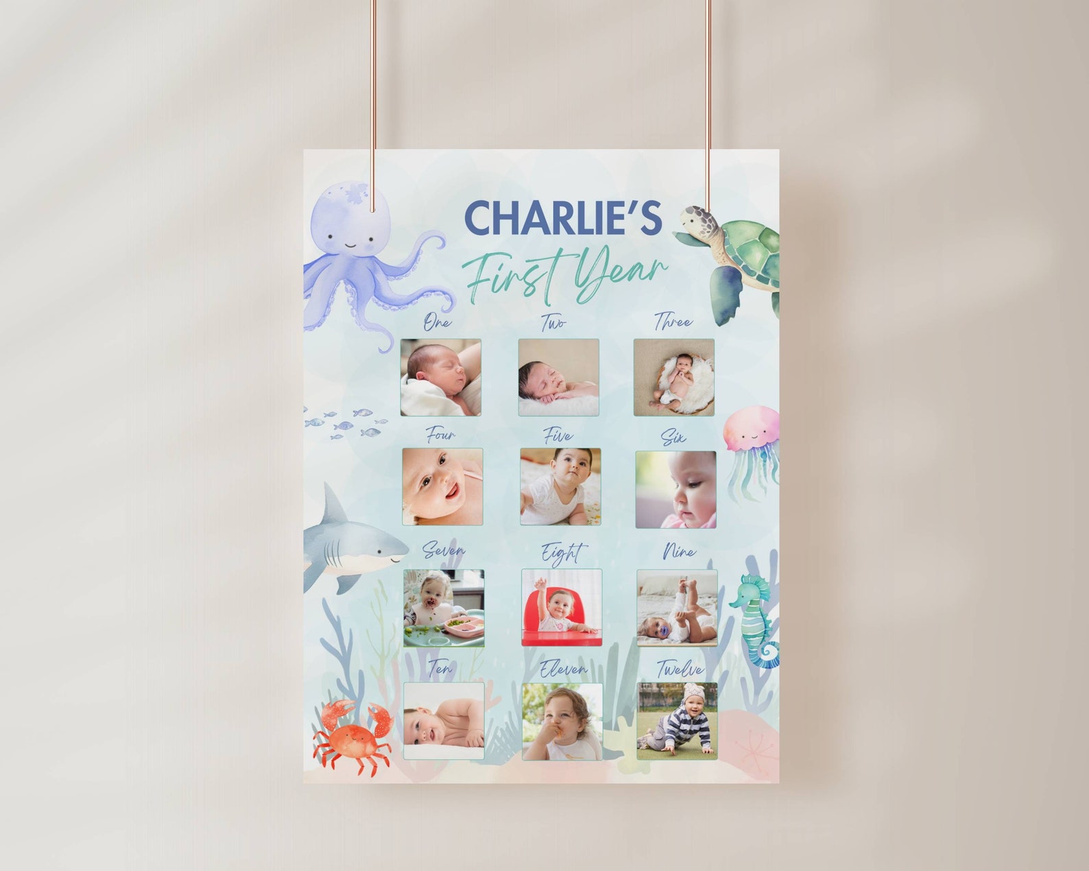 Under the Sea Birthday Photo Milestone Board Template, Oneder the Sea ...
