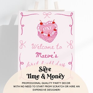 Girls Just Wanna Be One First Birthday Welcome Sign, Editable Template ...