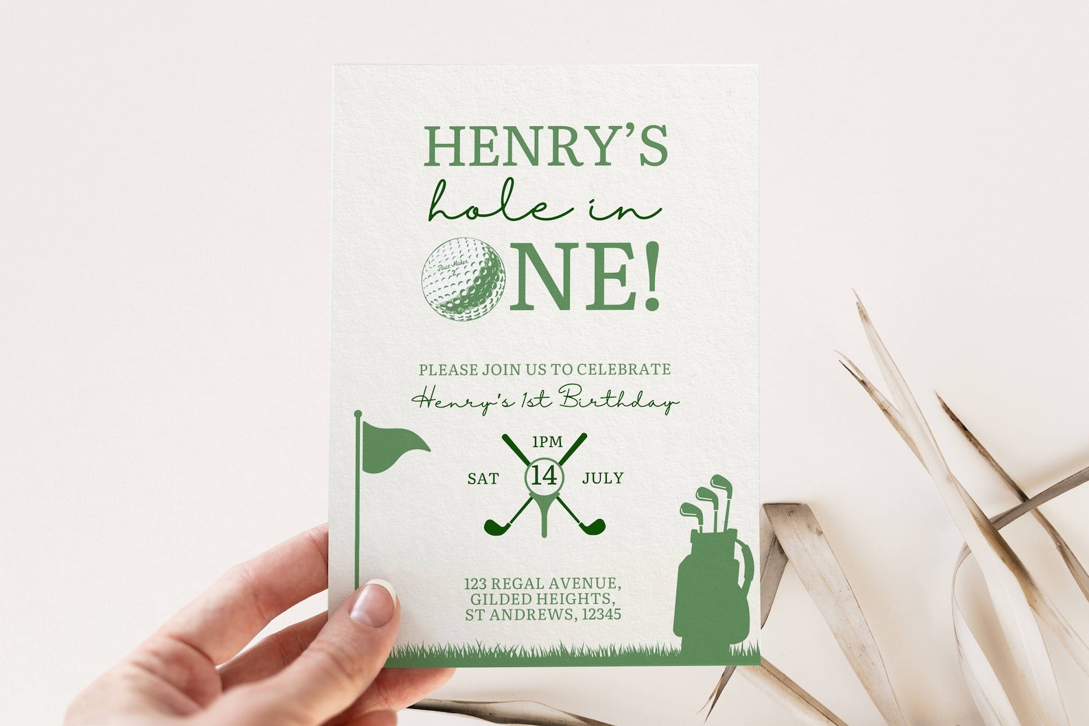 Hole in One Birthday Invitation Template, Golf First Birthday Theme ...