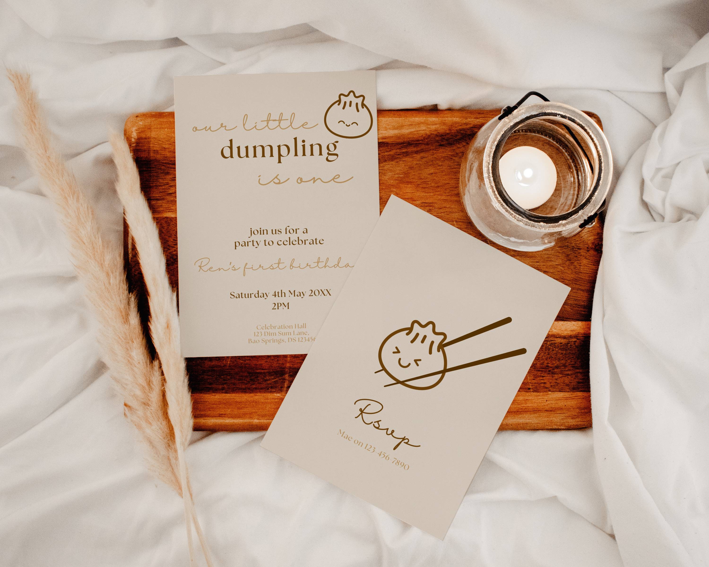 Our Little Dumpling Birthday Party Invitation, First Birthday Party ...