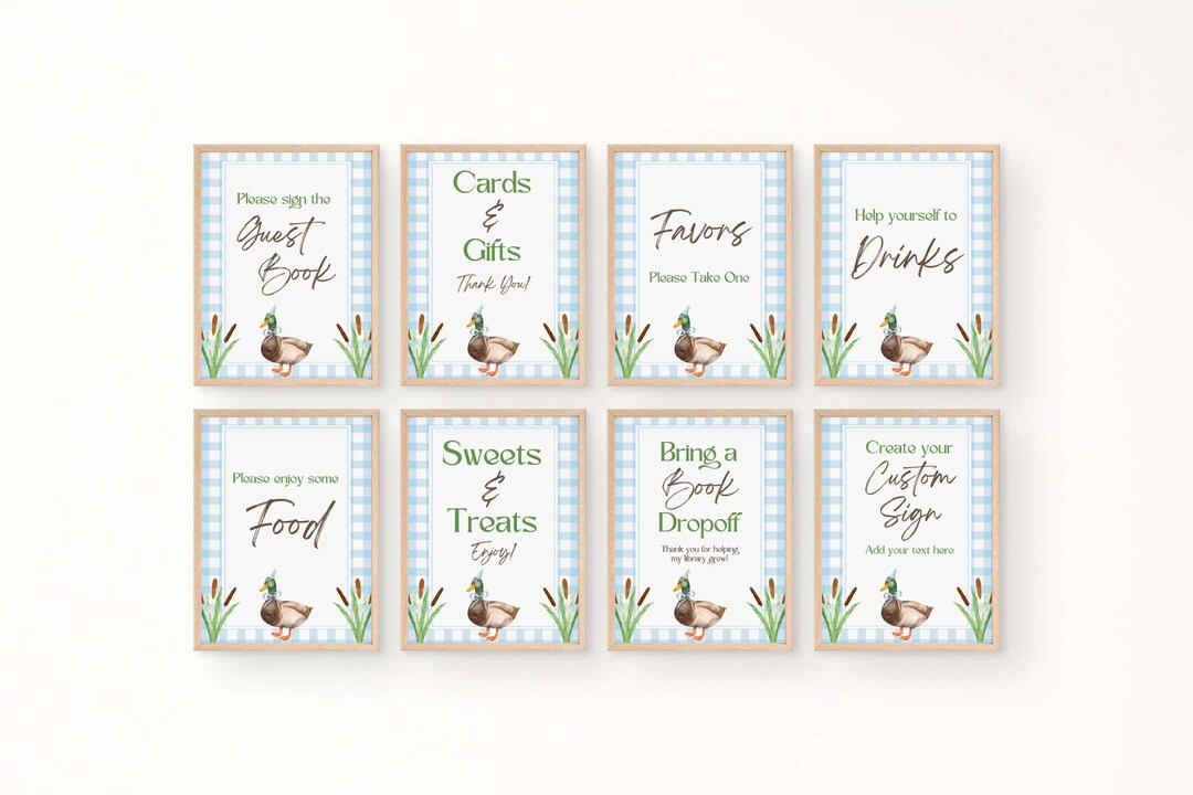 One Lucky Duck First Birthday Table Signs, Fully Editable Templates ...